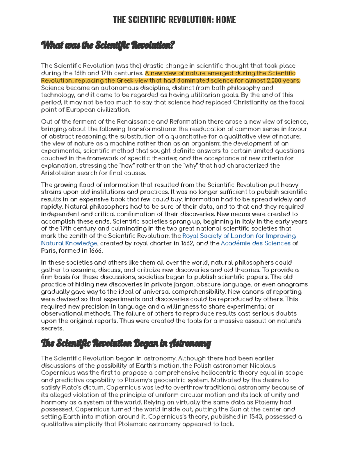 THE Intellectual Revolution 2 - THE SCIENTIFIC REVOLUTION: HOME Wha wa ...