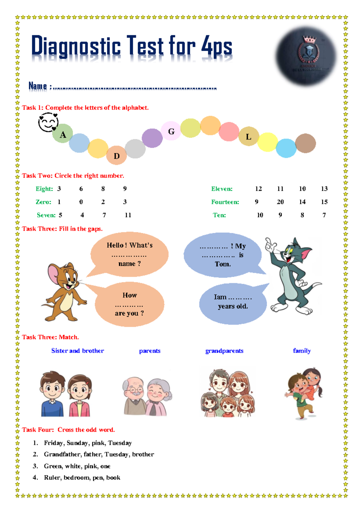 Task 1 - Test yourself - Task 1: Complete the letters of the alphabet ...