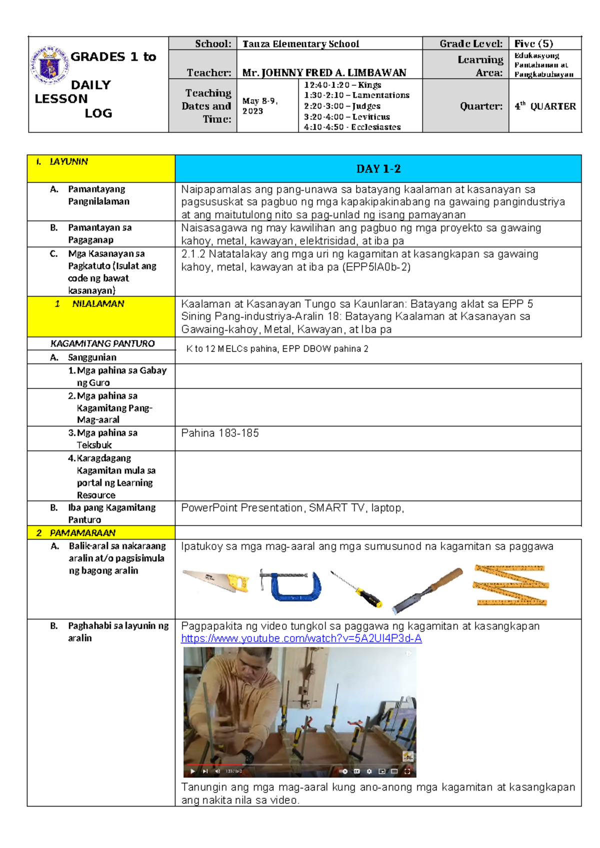 653057954 DLP EPP 5 Qtr 4 Week 2 Day 1 2 - GRADES 1 to 12 DAILY LESSON ...