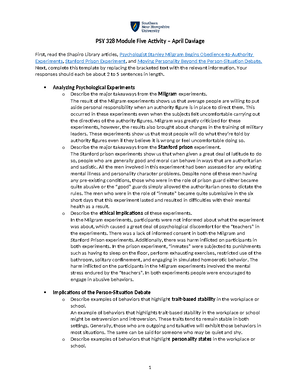 PSY260 Project Two Milestone - Project Two Milestone Southern New Hampshire University PSY 260 ...