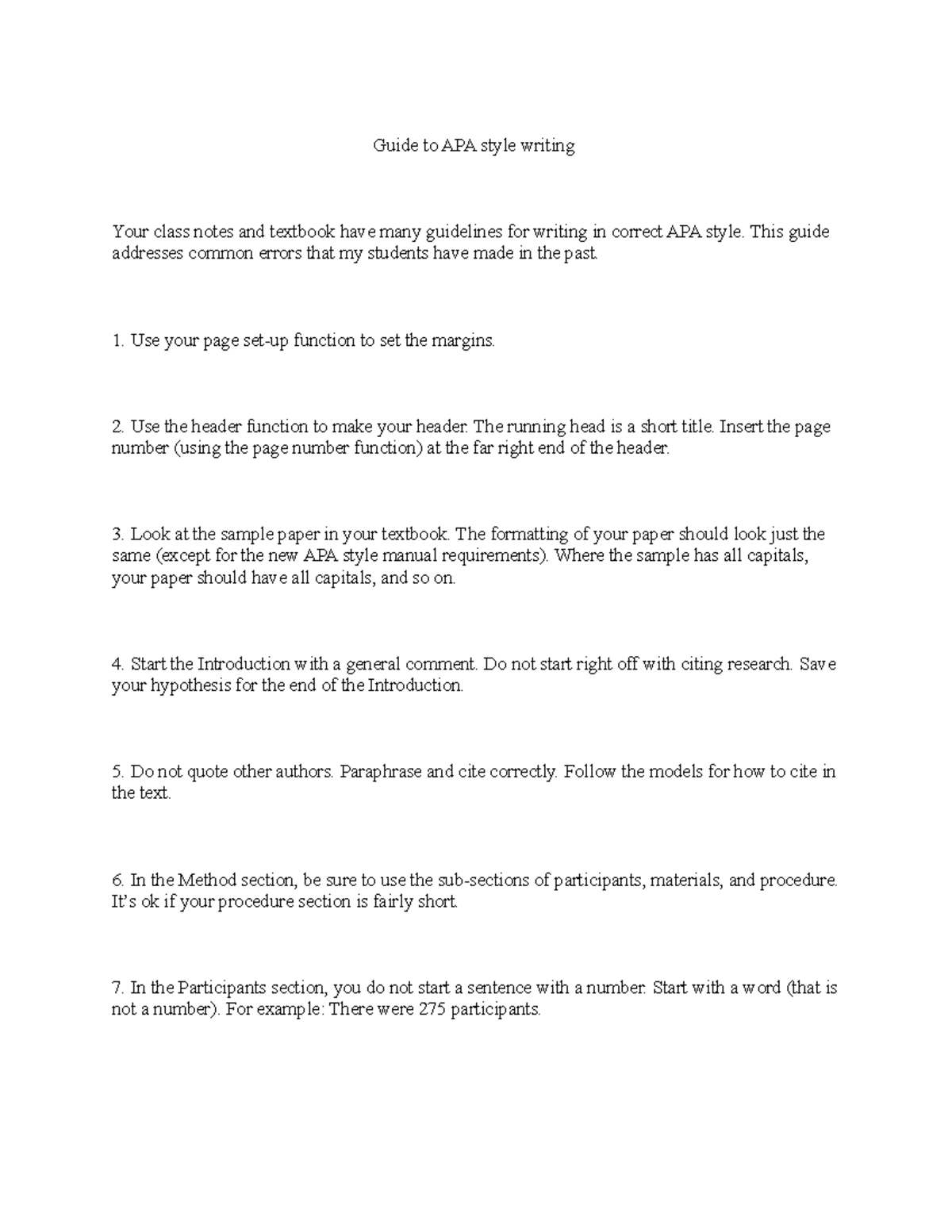 APA Style Writing Guide for Article Summary - Guide to APA style ...