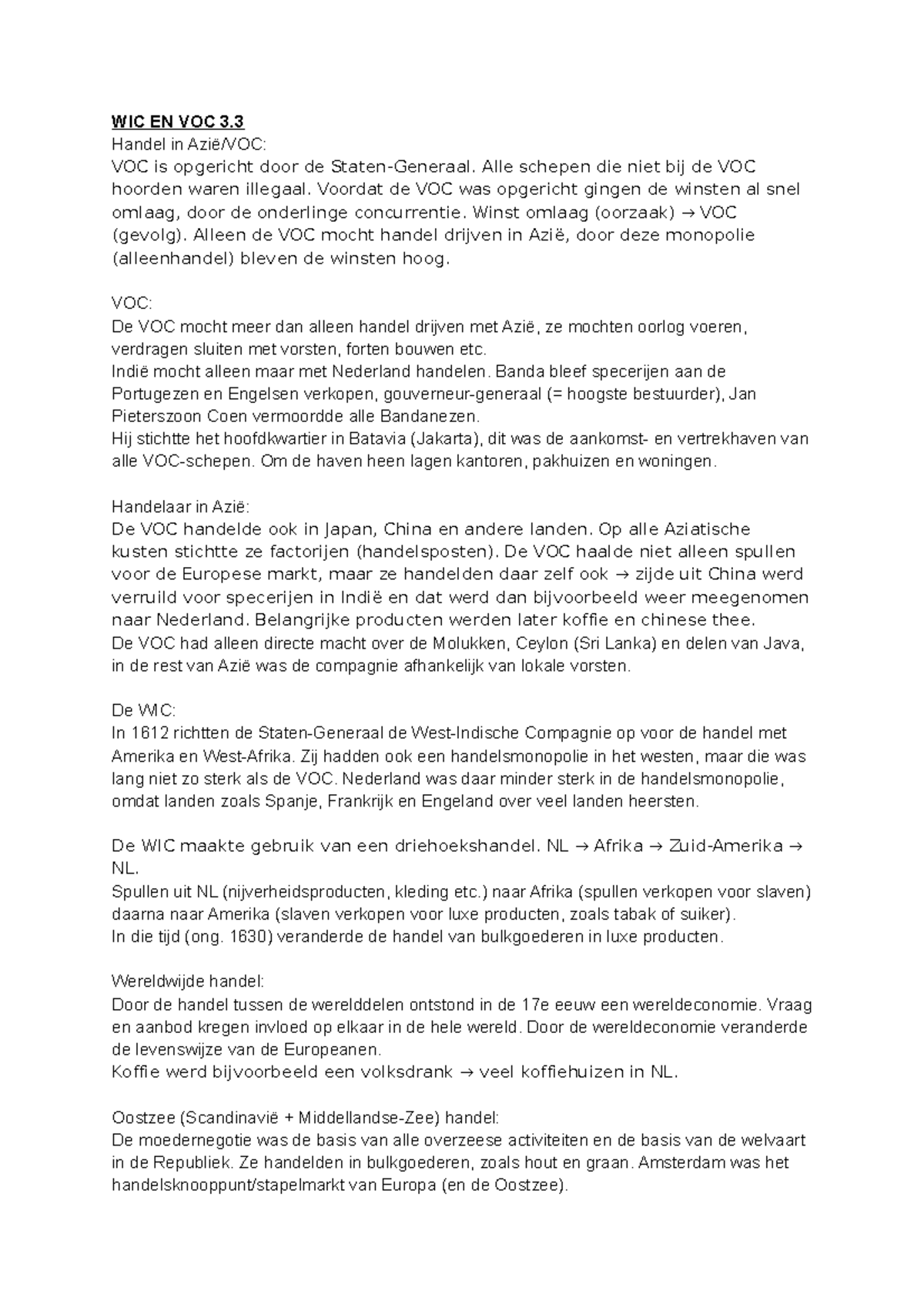 5a56634 f129fe Samenvatting H3 1 - WIC EN VOC 3. Handel in Azië/VOC ...