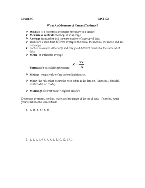 102 lesson 11 - Notes. - MAT 102 - Studocu