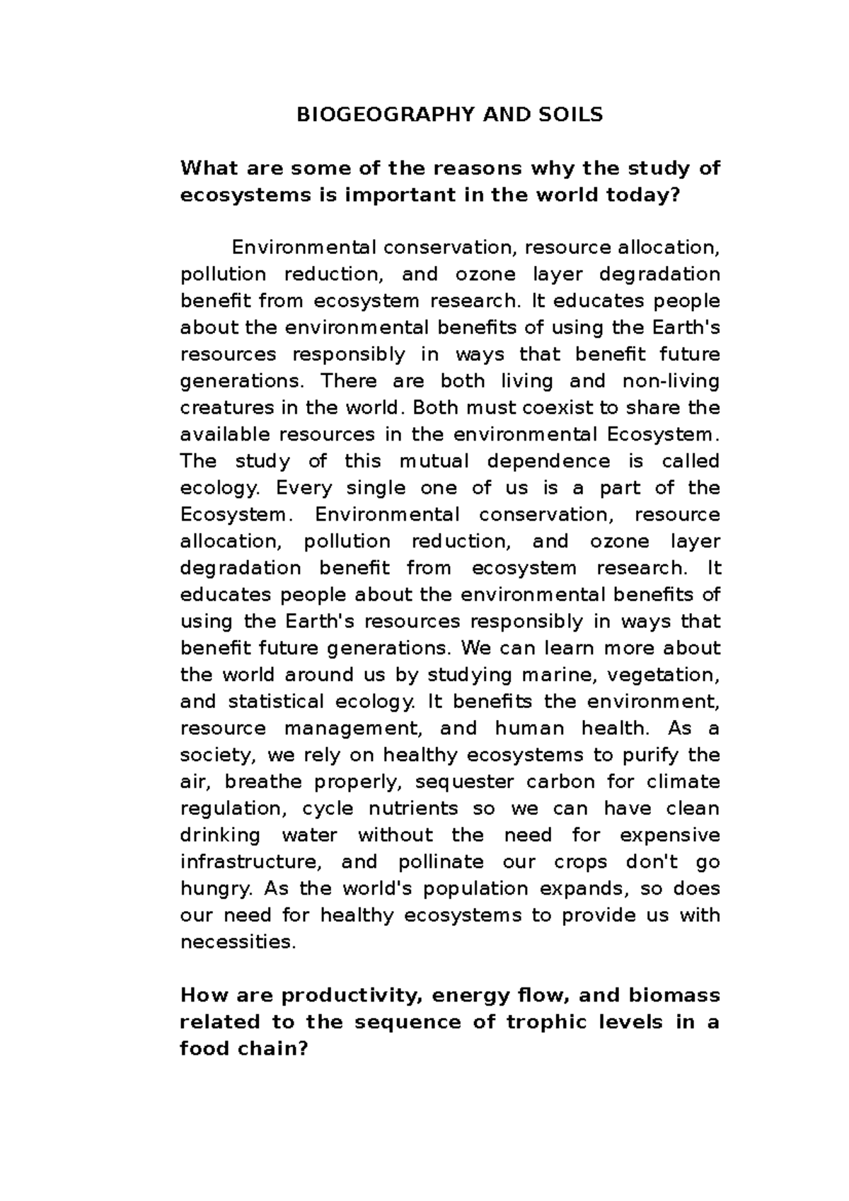 Biogeography and Soils - BIOGEOGRAPHY AND SOILS What are some of the ...