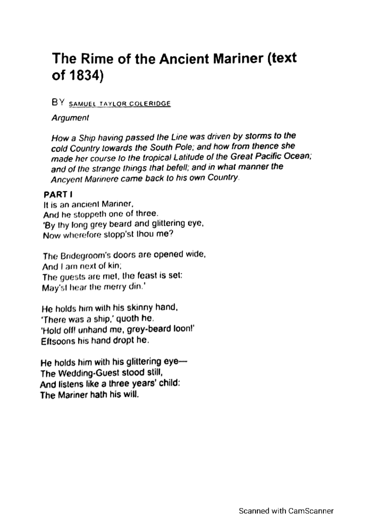 Poetry - The Rime of the Ancient Mariner - M. A English Literature ...