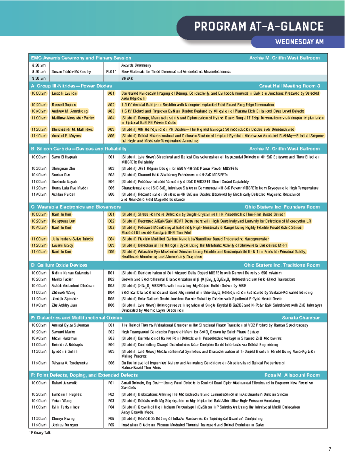 2022 EMC Program at a Glance - WEDNESDAY AM [PlenaryñTalkñññ EMC Awards Ceremony and Plenary ...