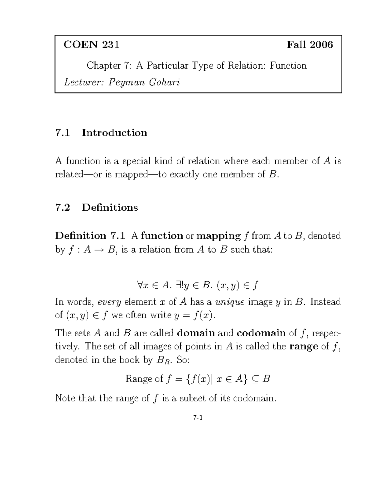 7l - COEN 231 chapter 7l - COEN 231 Fall 2006 Chapter 7: A Particular ...