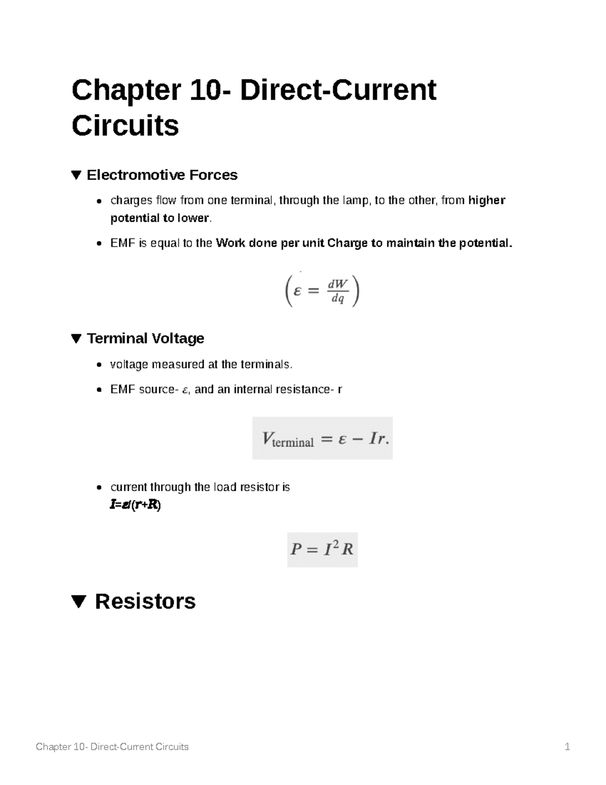 Chapter 10 - These are lecture notes from Prof. Balint's class made ...