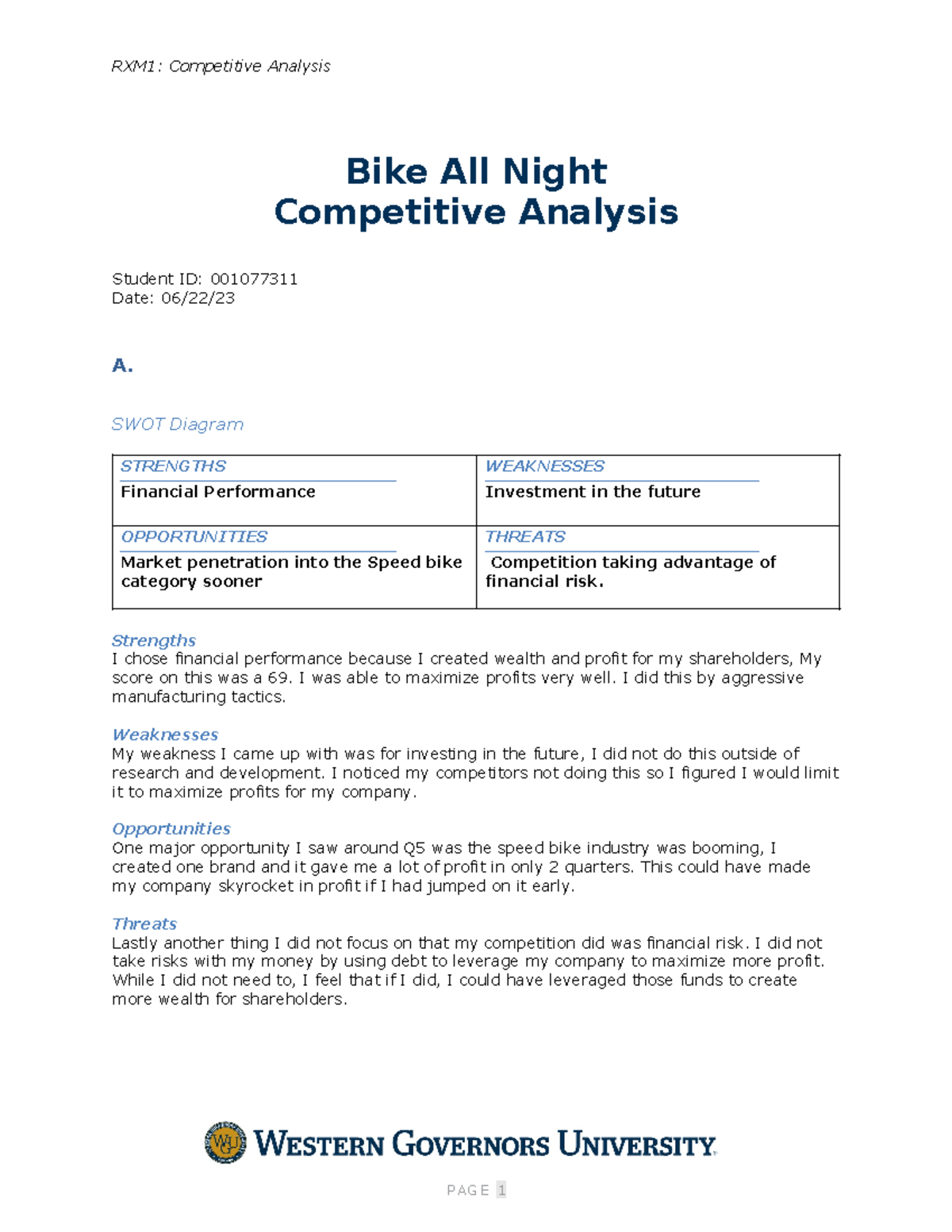 Competitive Analysis Task 2 - RXM1: Competitive Analysis Bike All Night ...