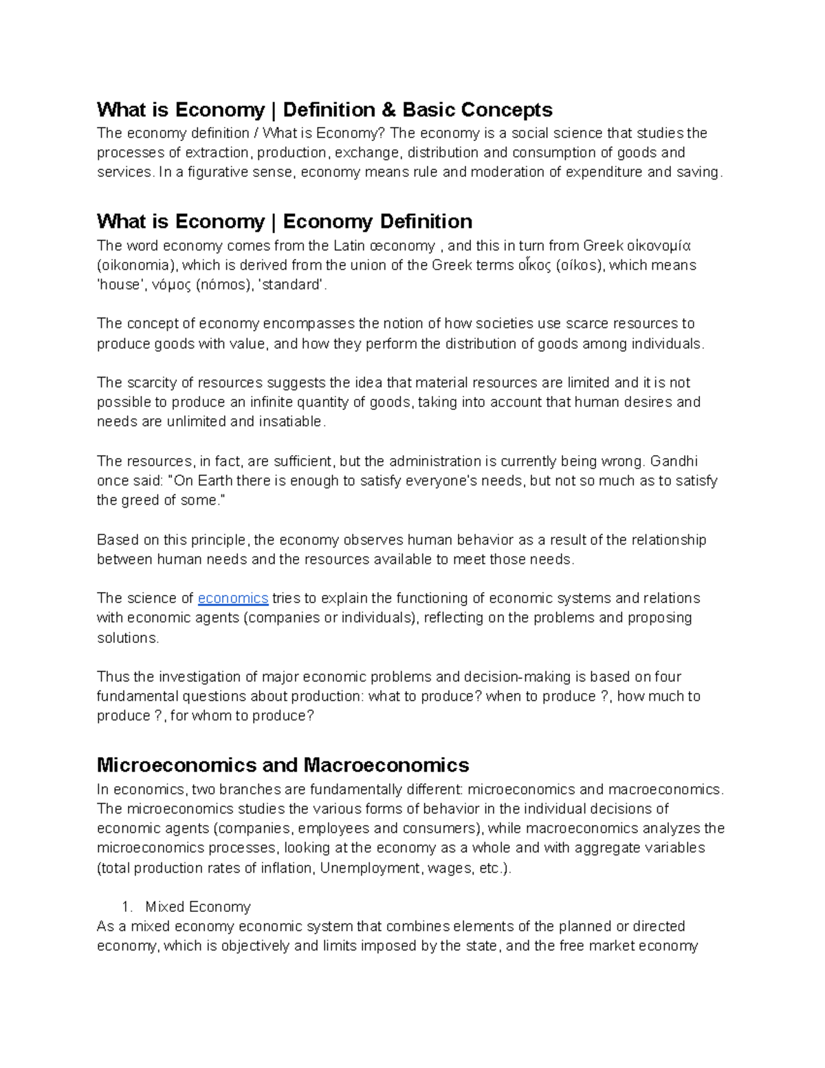 Applied econ notes - What is Economy | Definition & Basic Concepts The ...