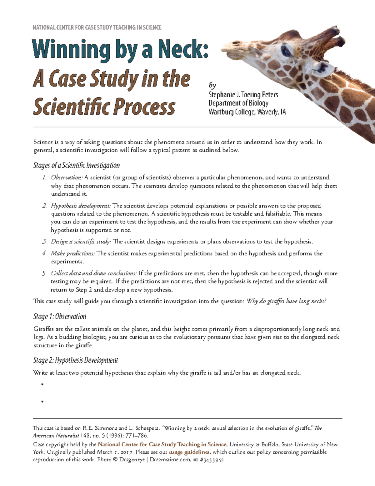 Giraffe neck worksheet - is case is based on R. Simmons and L ...