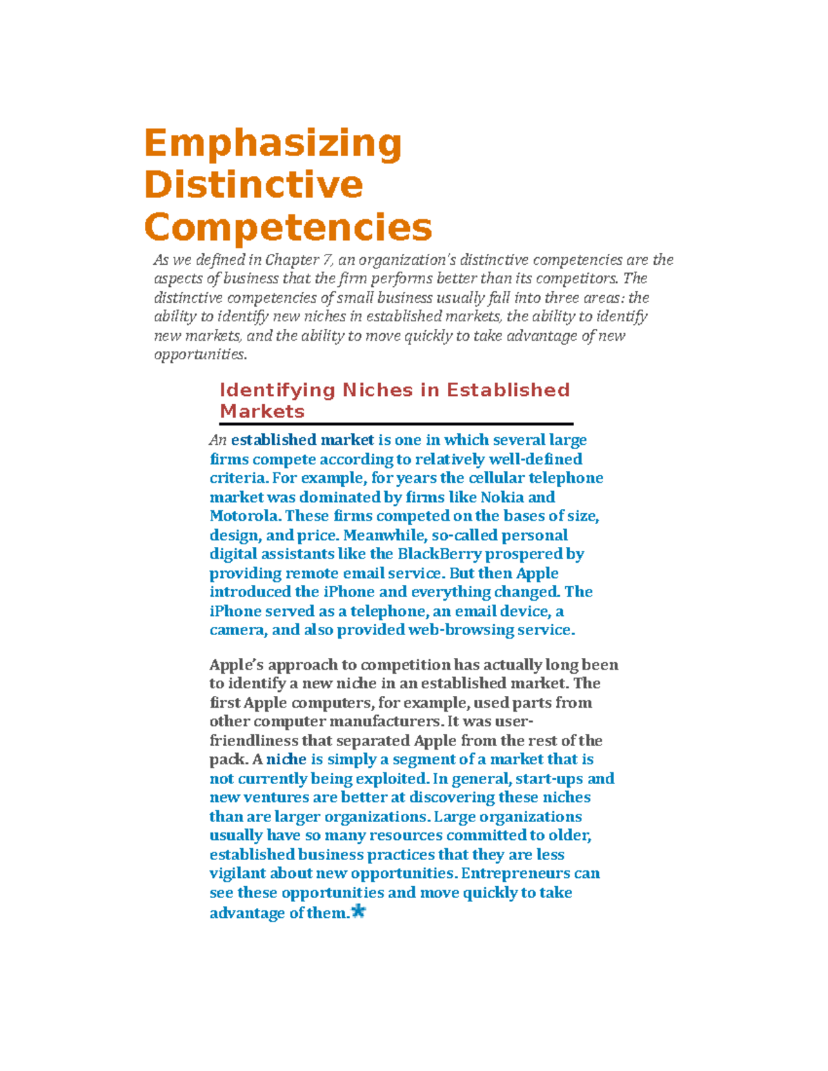 Review Material 3 - Emphasizing Distinctive Competencies As we defined ...