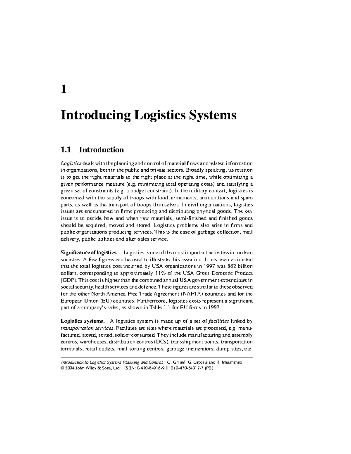 Logistics system - 1 Introducing Logistics Systems 1 Introduction ...