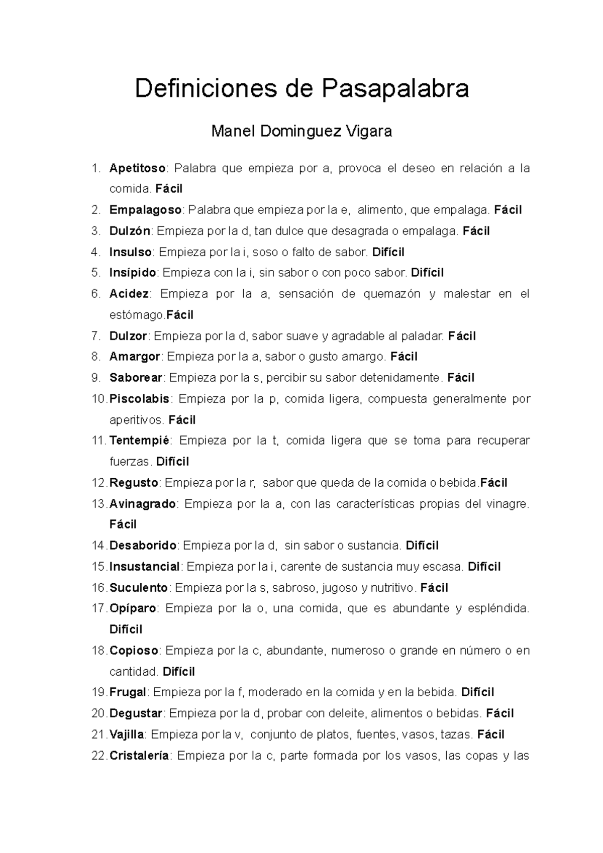 Definiciones de Pasapalabra hechas para el ejercicio pasapalabra ...