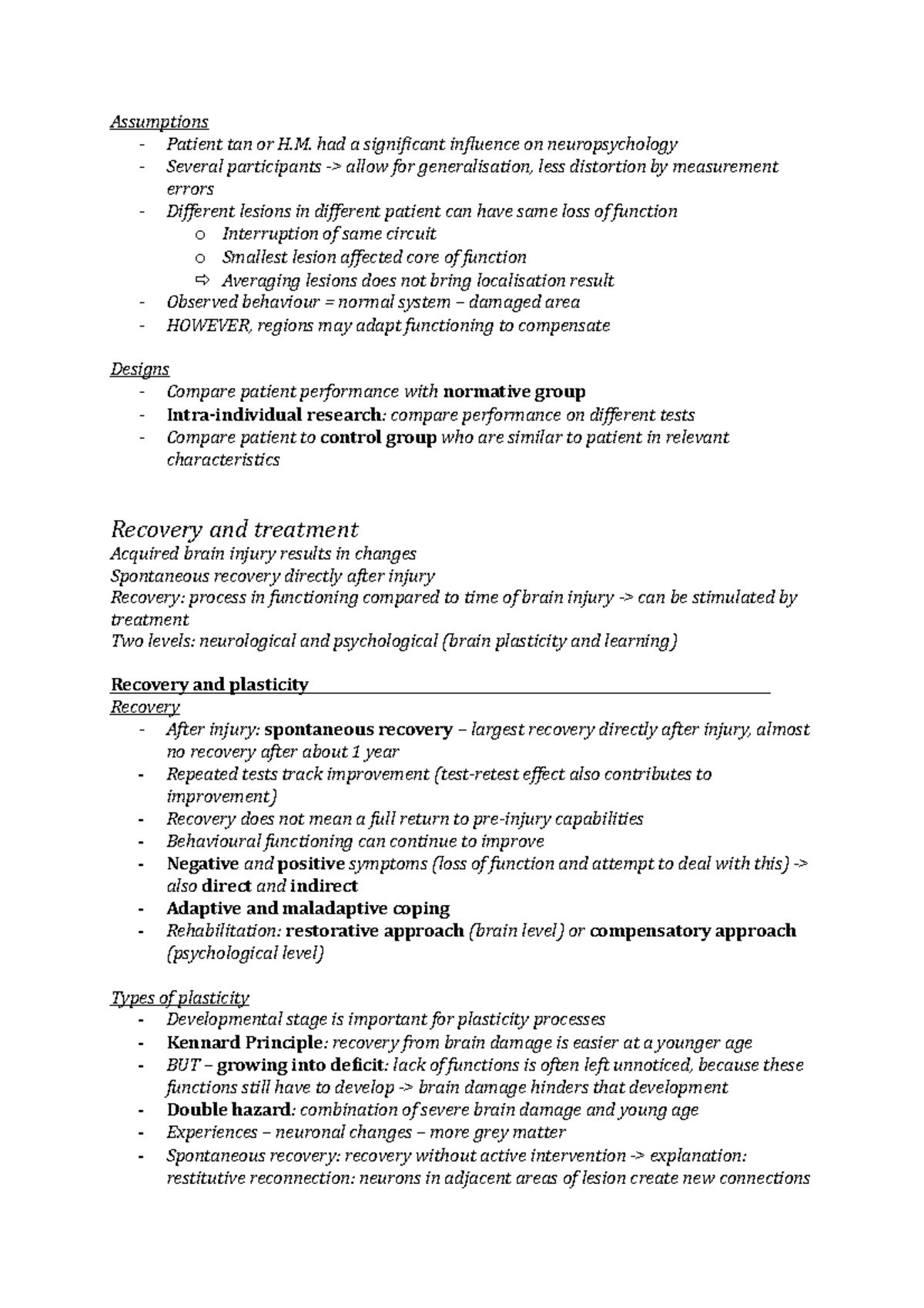 Assumptions - Lecture notes Psychology 101 - Assumptions - Patient tan ...