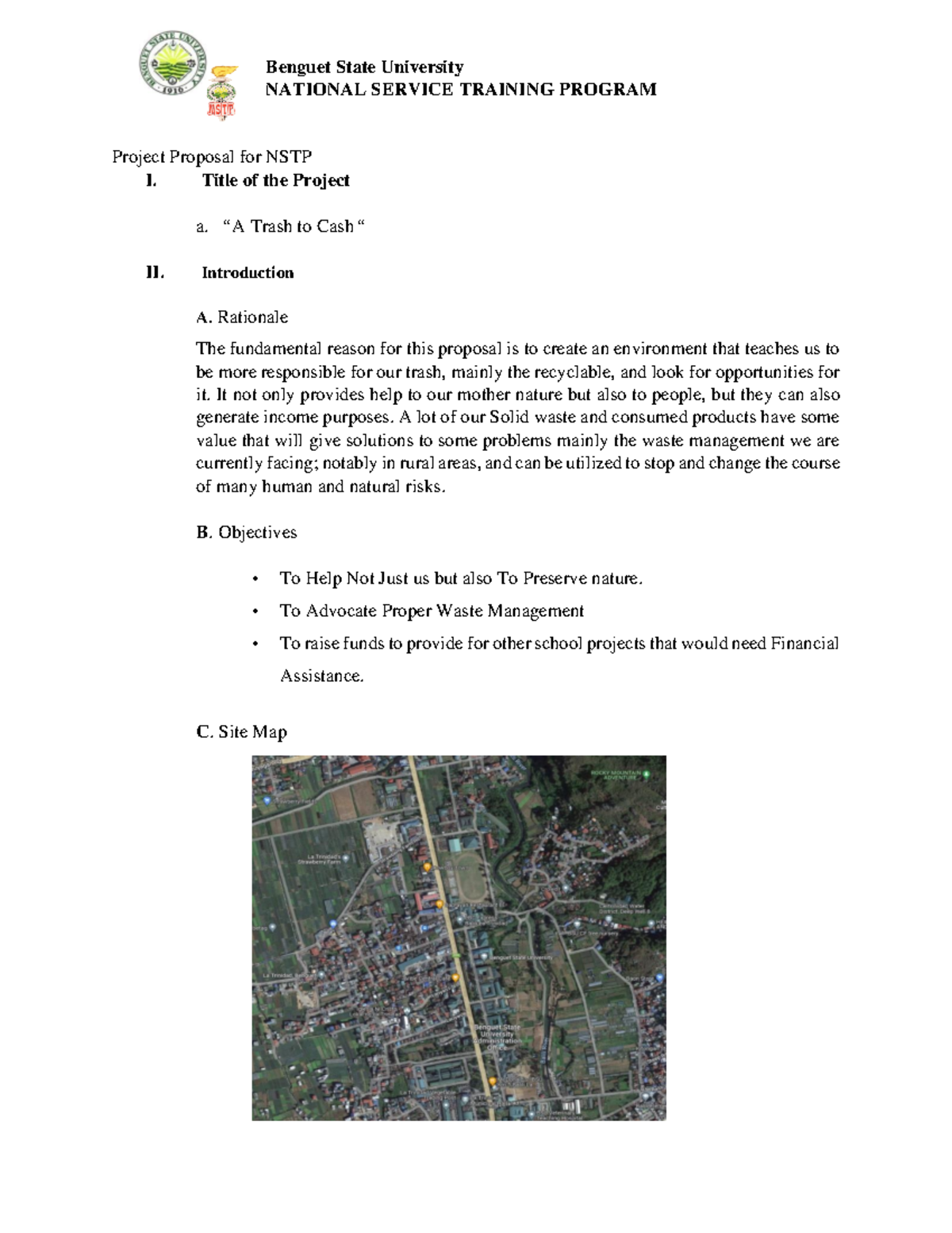 Project Proposal for NSTP - Benguet State University NATIONAL SERVICE ...