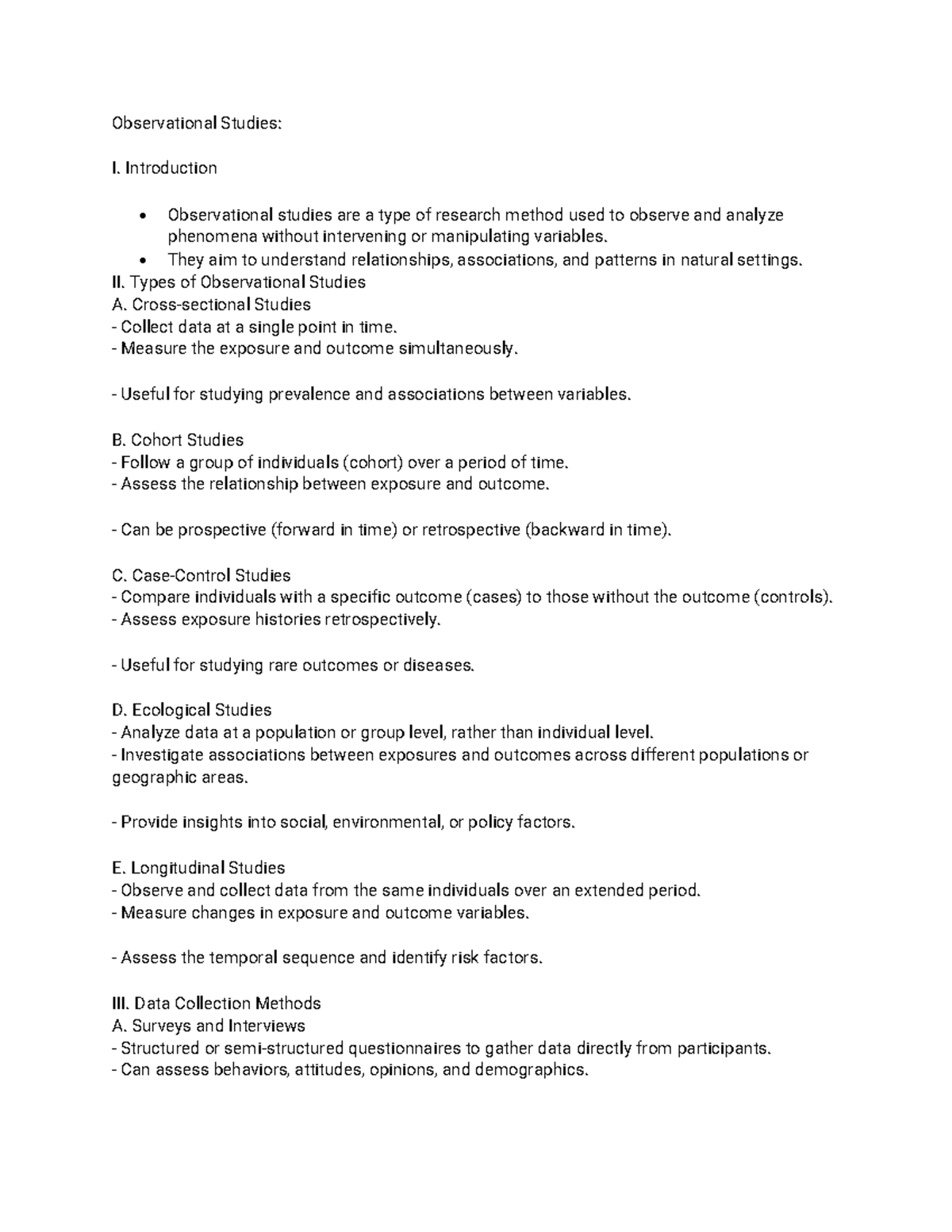 Observational Studies - Introduction Observational studies are a type ...