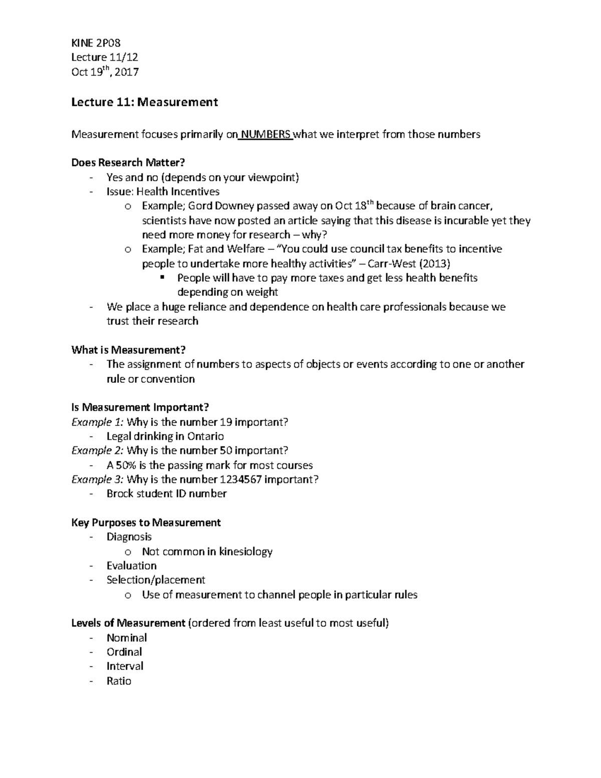 2P08 Lecture 11:12 - Lecture 11/ Oct 19th, Lecture 11: Measurement ...