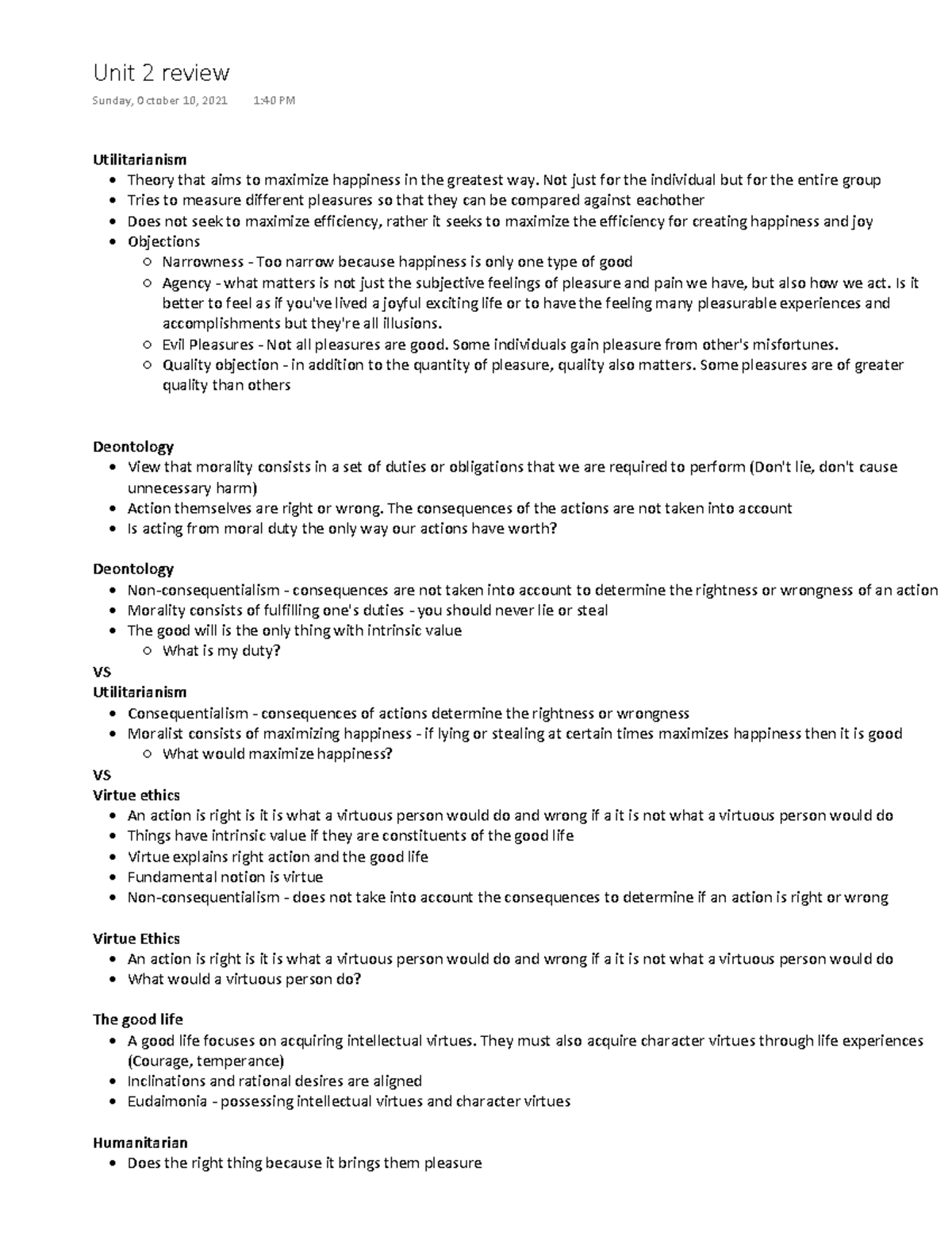 Unit 2 - Important terms and concepts for Unit 2 content. Professor: Zachary Bachman - - Studocu