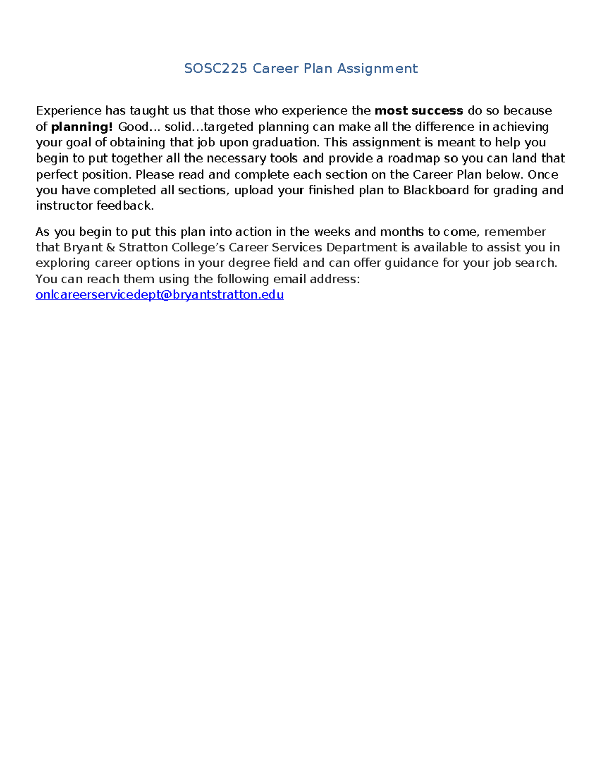 SOSC225 Week 2 - Career Plan- Kayla Delude - SOSC225 Career Plan ...