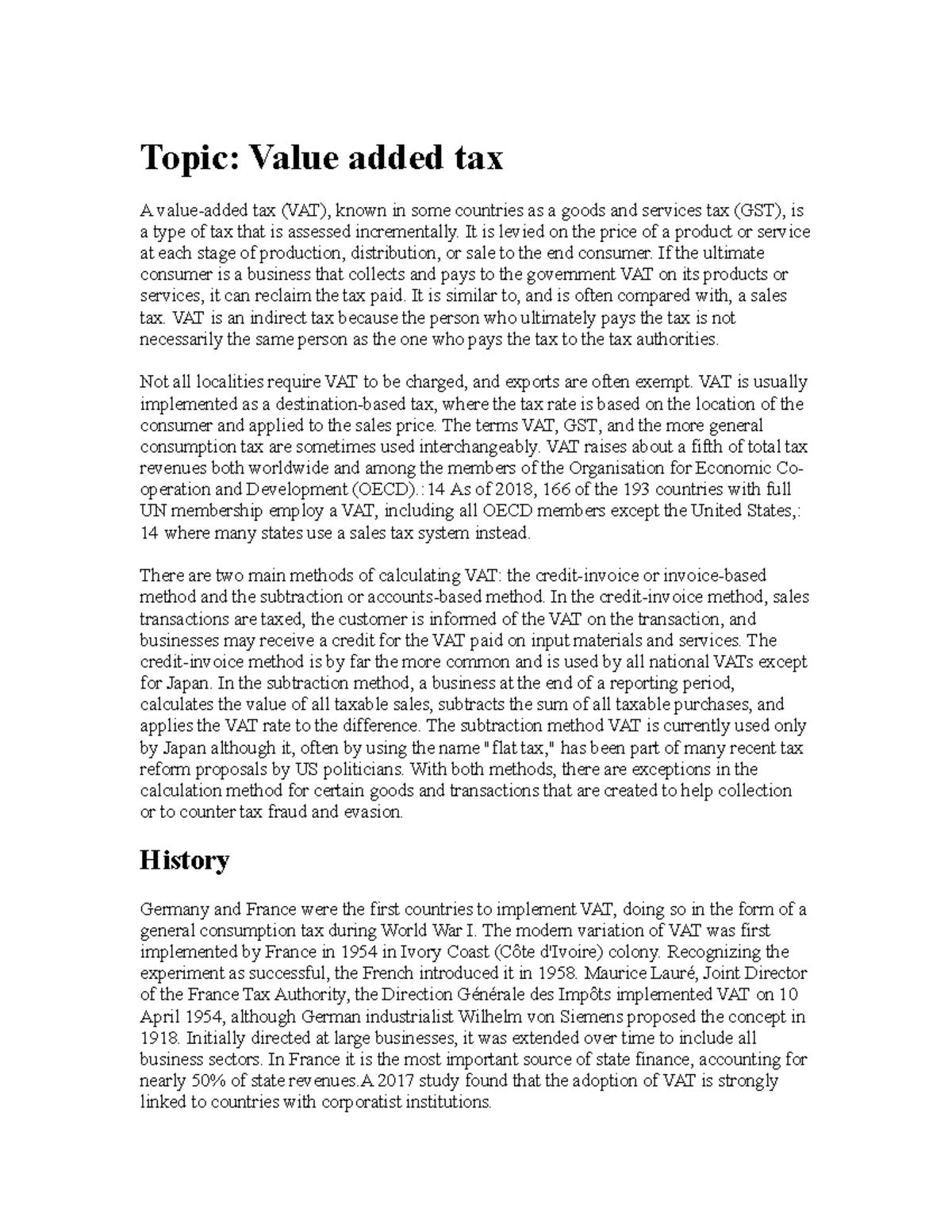 VAT - A value-added tax (VAT), known in some countries as a goods and ...