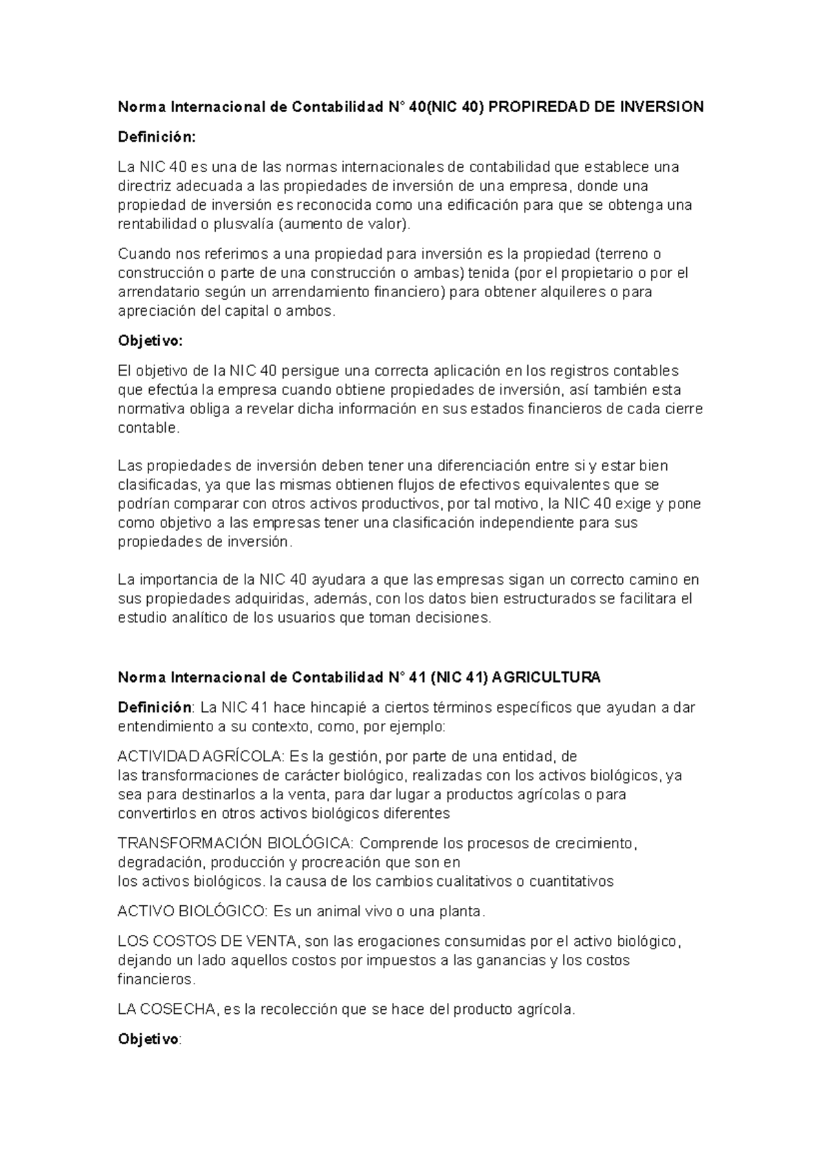 NIC 40 Y 41 - EXPOSICION DE LAS NORMAS INTERNACIONALES DE CONTABILIDAD ...