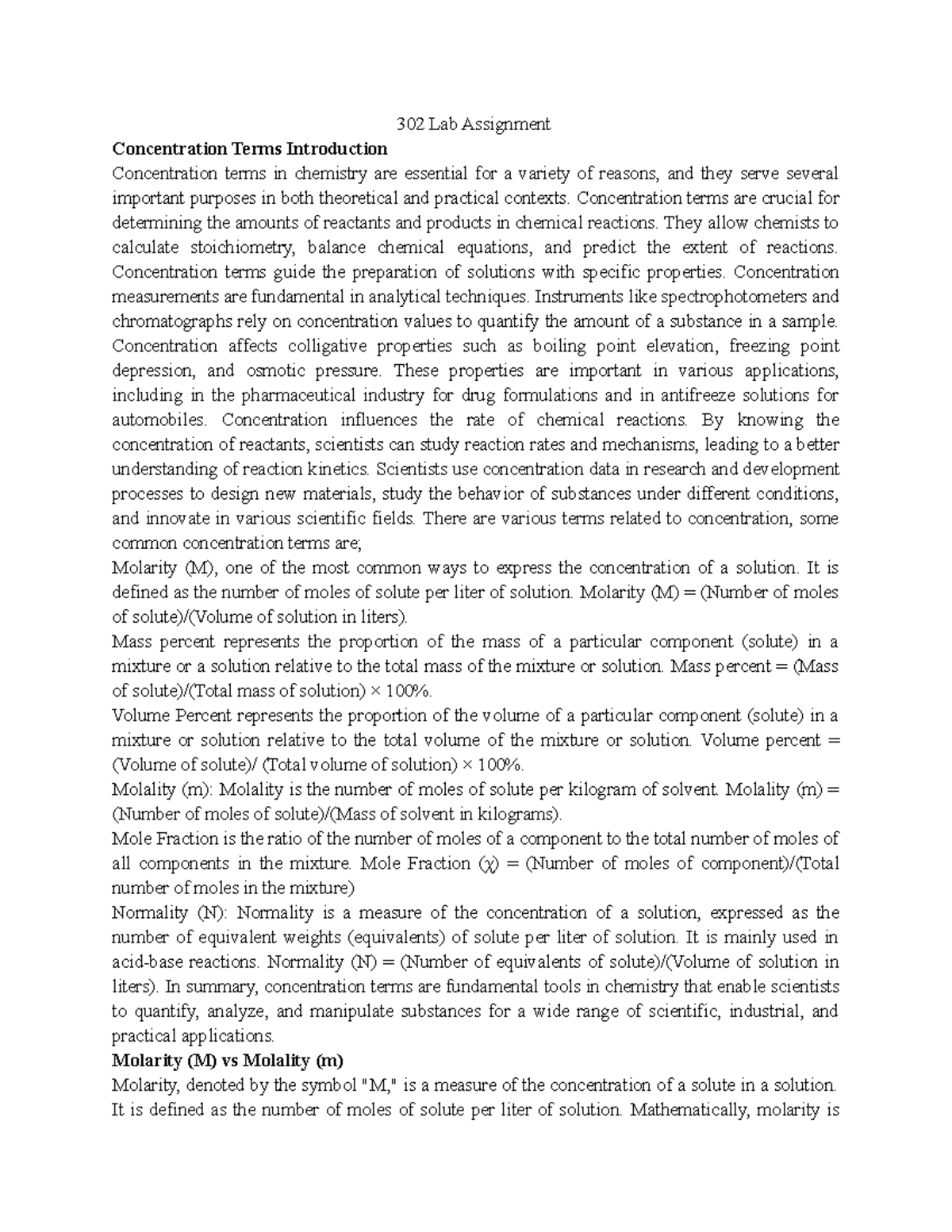 Lab assignment - 302 Lab Assignment Concentration Terms Introduction ...