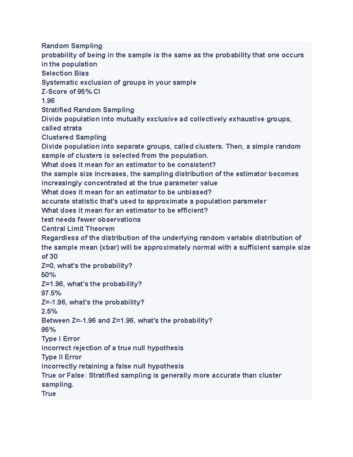 ECO391 UKY - LECTURE NOTES TO HELP ON EXAM 1 - Random Sampling ...