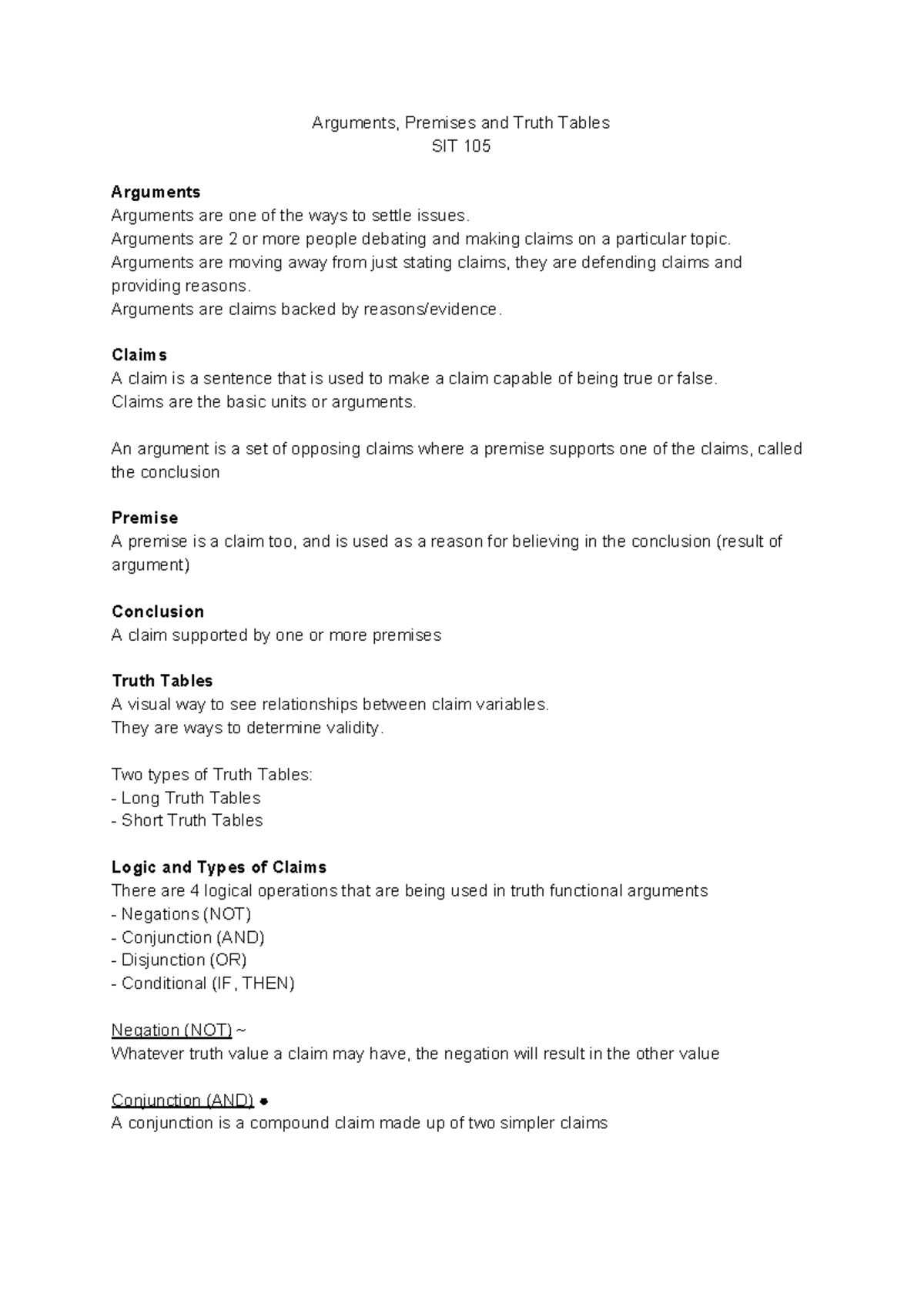 Arguments, Premises and Truth Tables - Arguments are 2 or more people ...