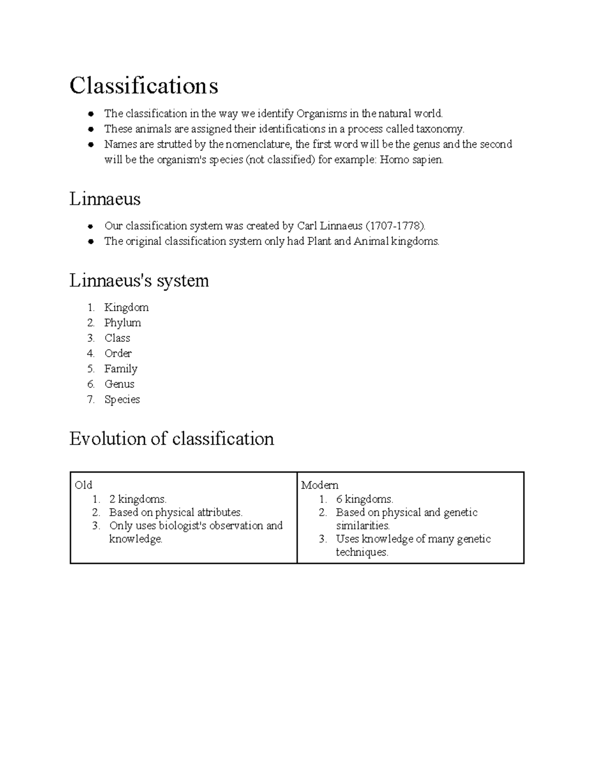 Nomenclature - Classifications The classification in the way we ...
