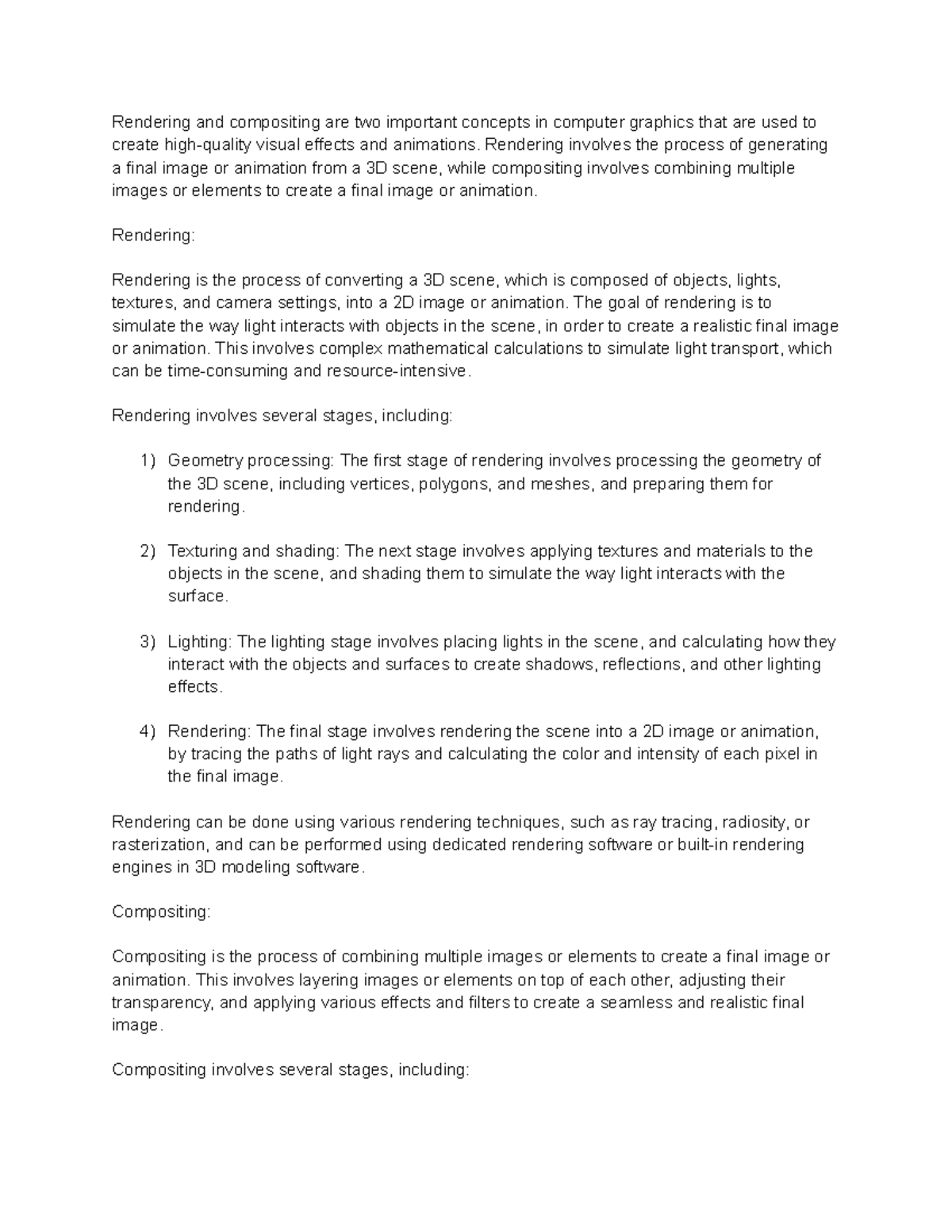 Rendering and Compositing: Technical Directing - Rendering and compositing are two important ...