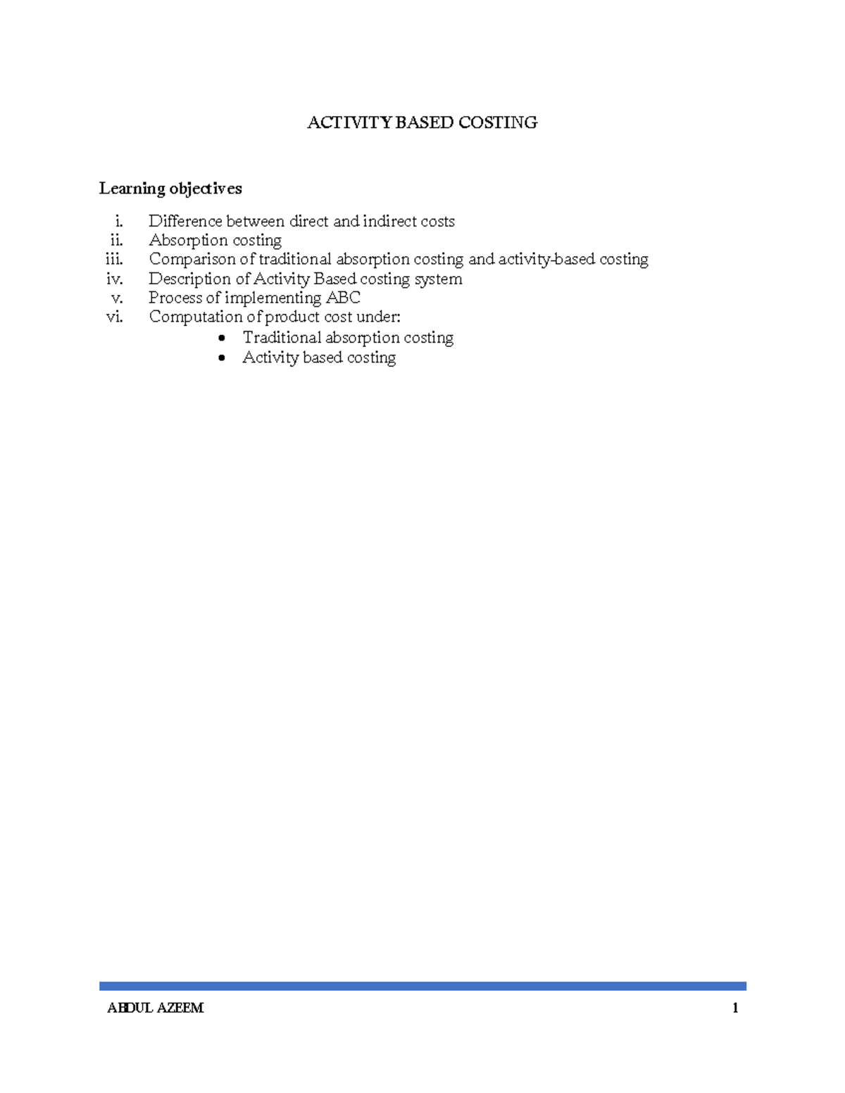 Ch 6 - Activity Based Costing Complete - ACTIVITY BASED COSTING ...