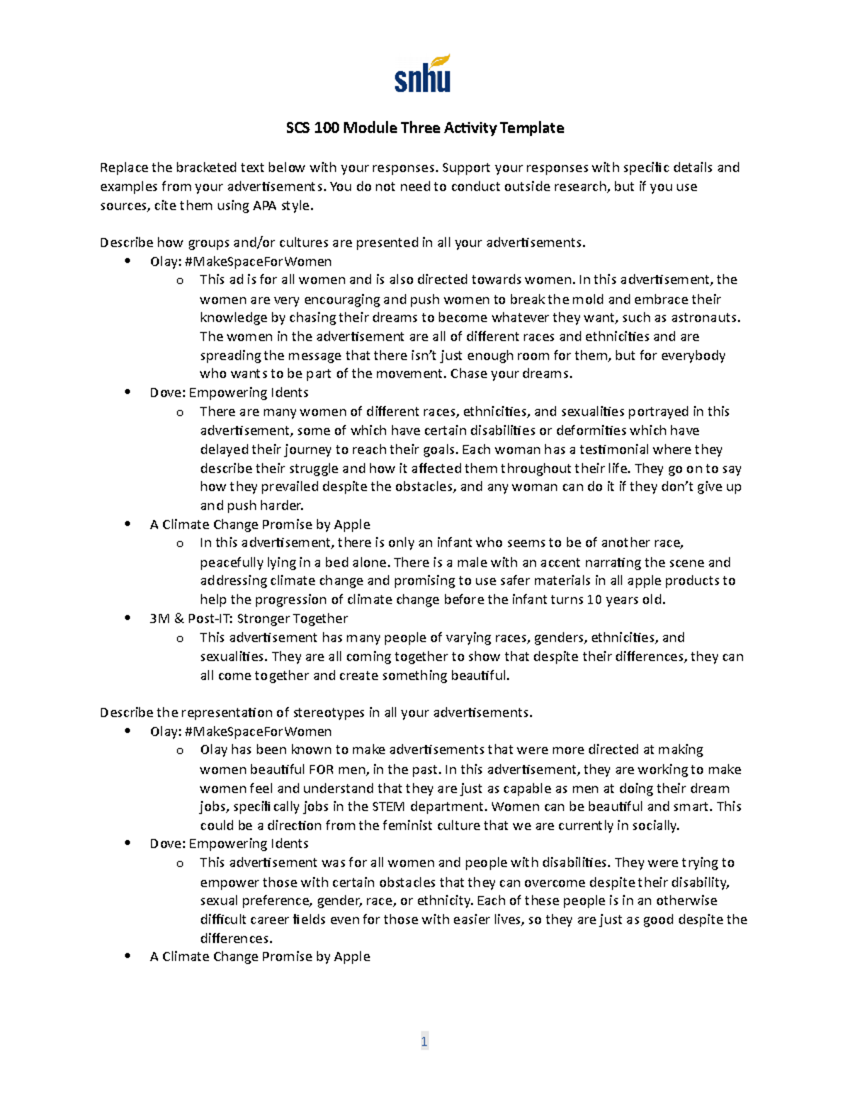 SCS 100 Module Three Activity Template - SCS 100 Module Three Activity ...