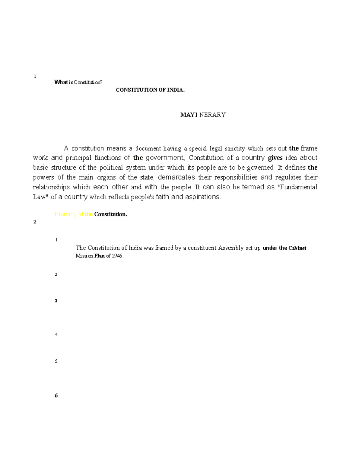 Introduction Constitution of India - What is Constitution? CONSTITUTION ...