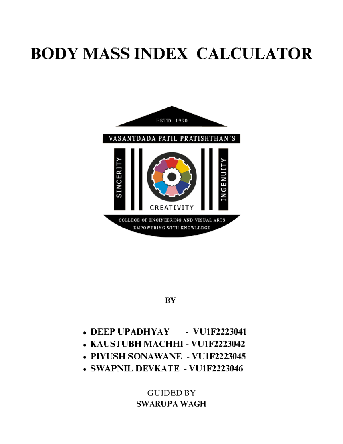 BMI Project Report Edited - BODY MASS INDEX CALCULATOR BY DEEP UPADHYAY ...