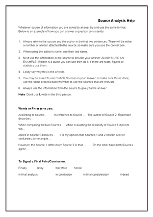 Source Analysis template - Source Analysis Help Whatever source of ...