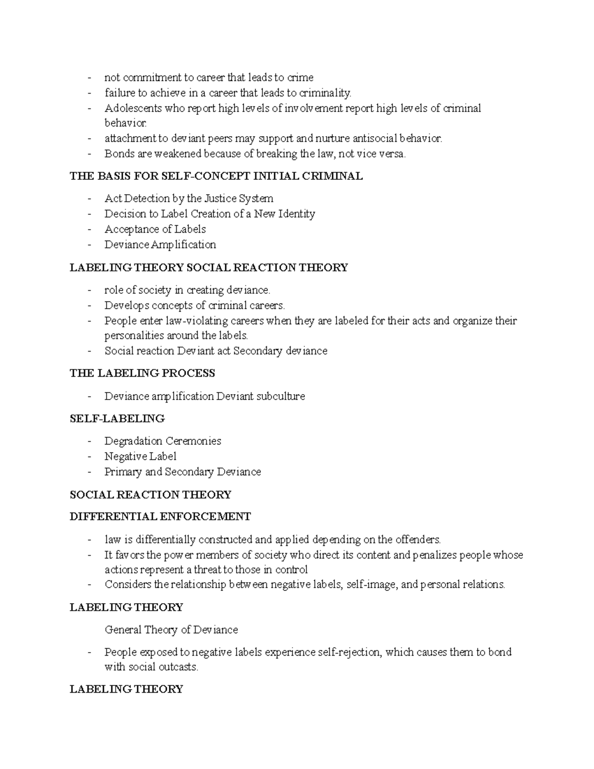 Branches OF Social Process Approach Notes 3 - not commitment to career ...