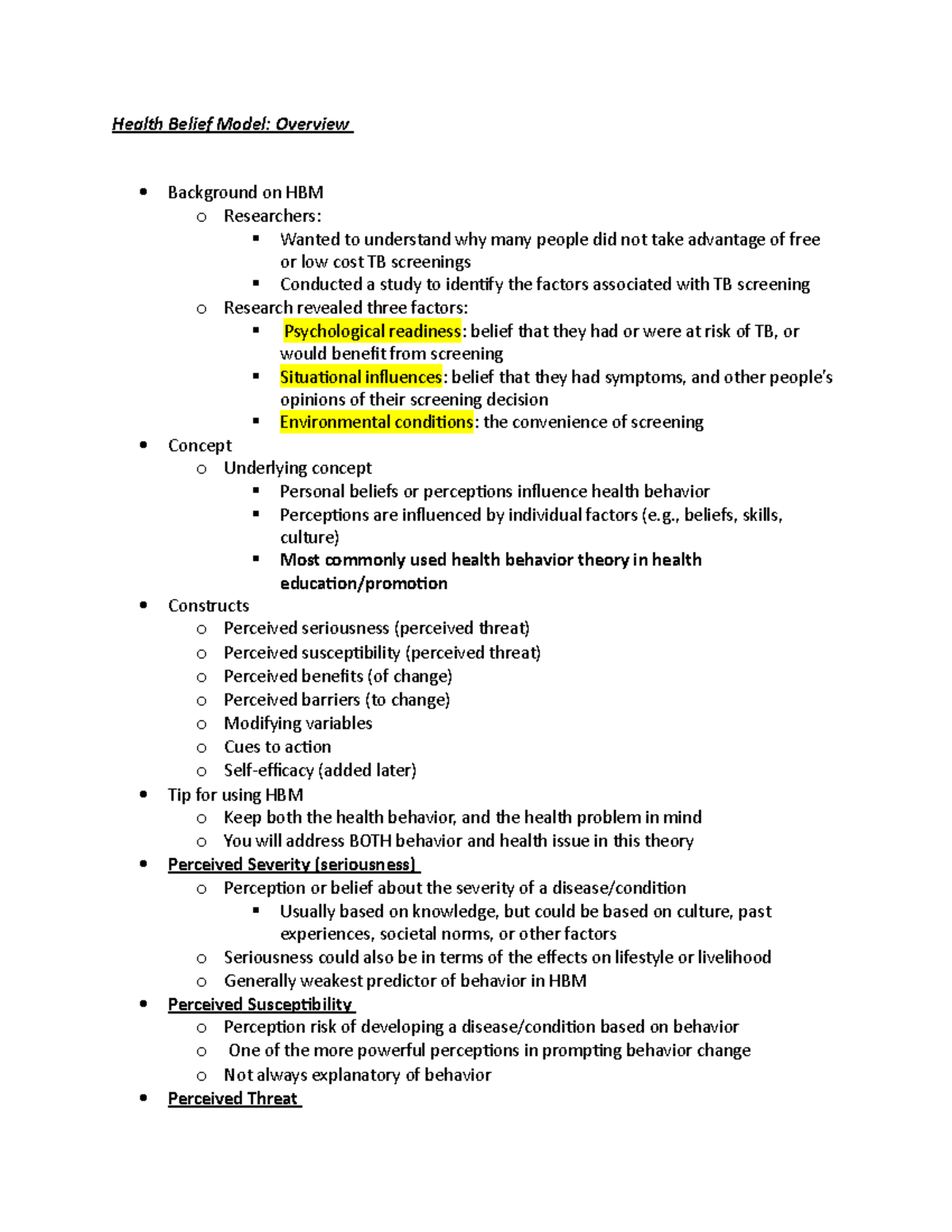 Health Belief Model- Overview - , beliefs, skills, culture) Most ...