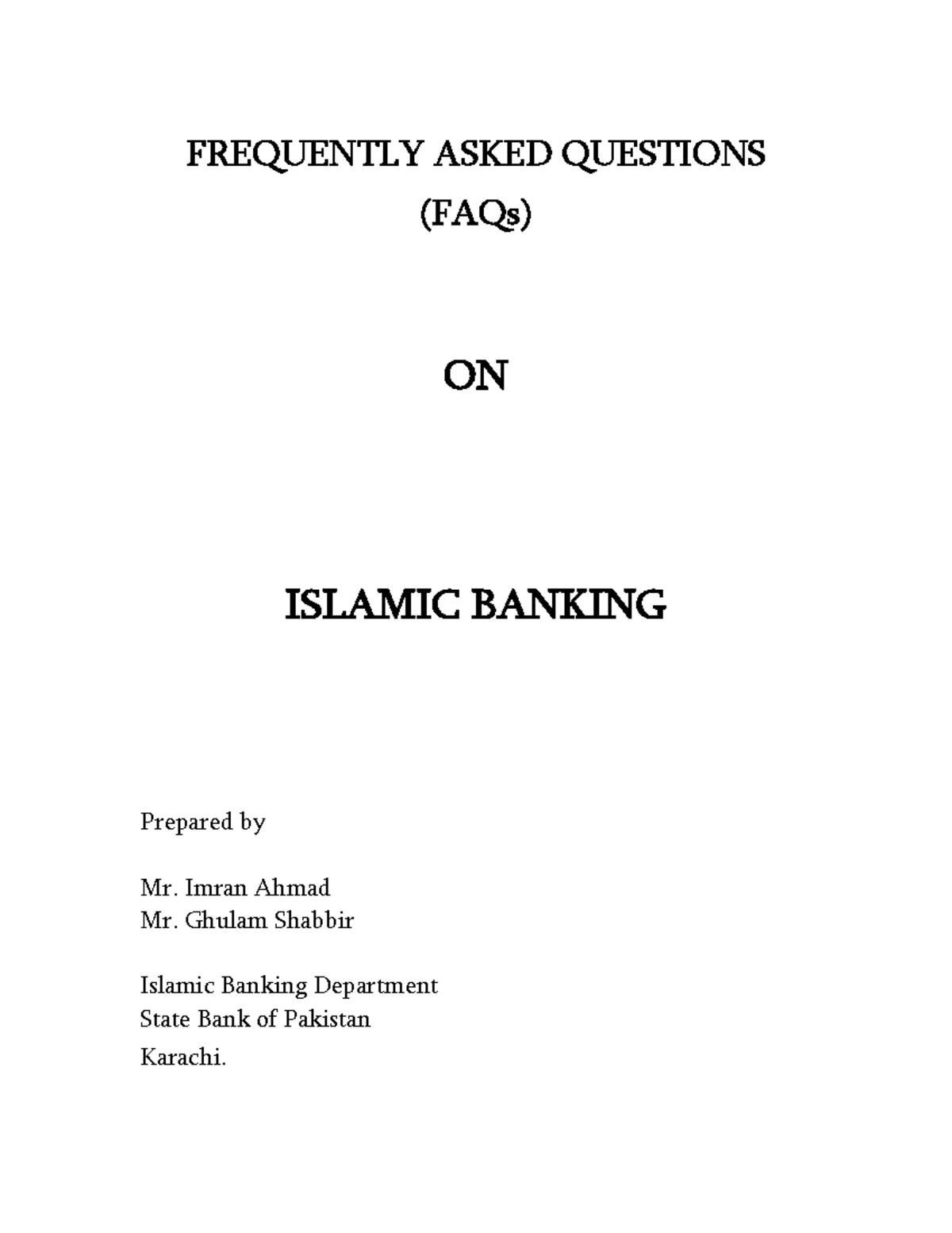 FAQs islamic - above mentioned material is very informative for all ...