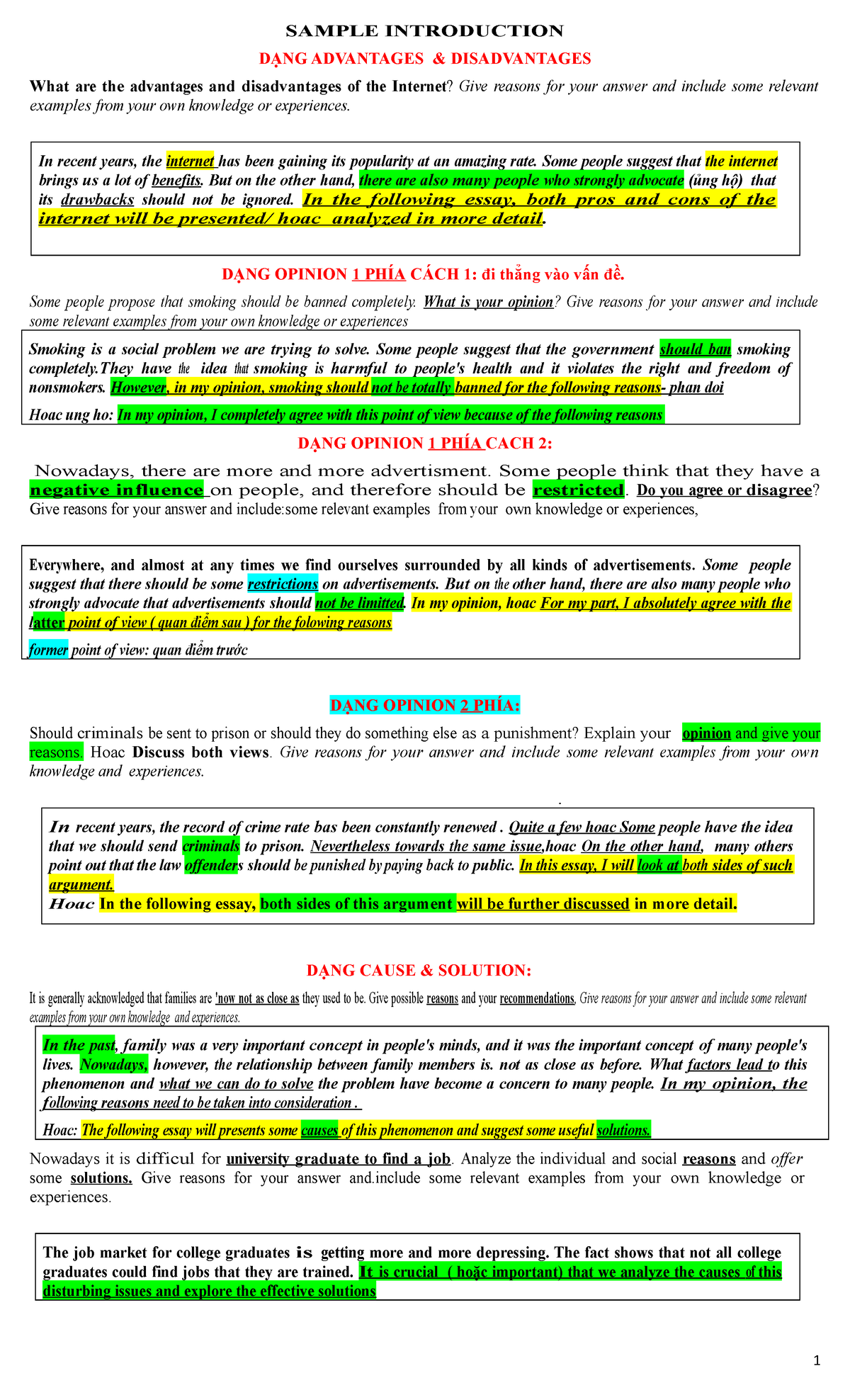 4. Các bài Thuc hanh thêm - SAMPLE INTRODUCTION DẠNG ADVANTAGES ...