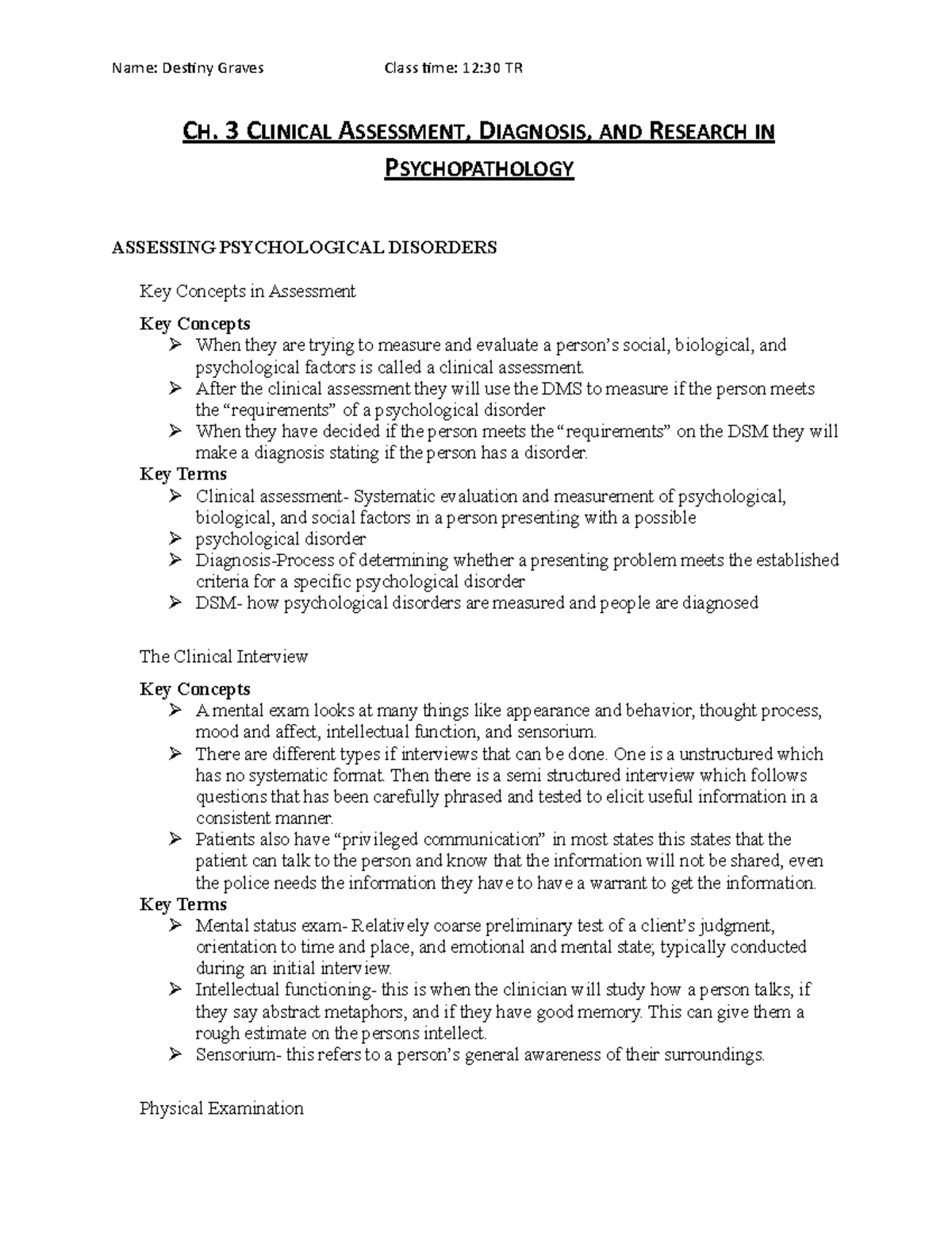 Ch 3 fillable - Notes are taken from textbook - CH. 3 CLINICAL ...
