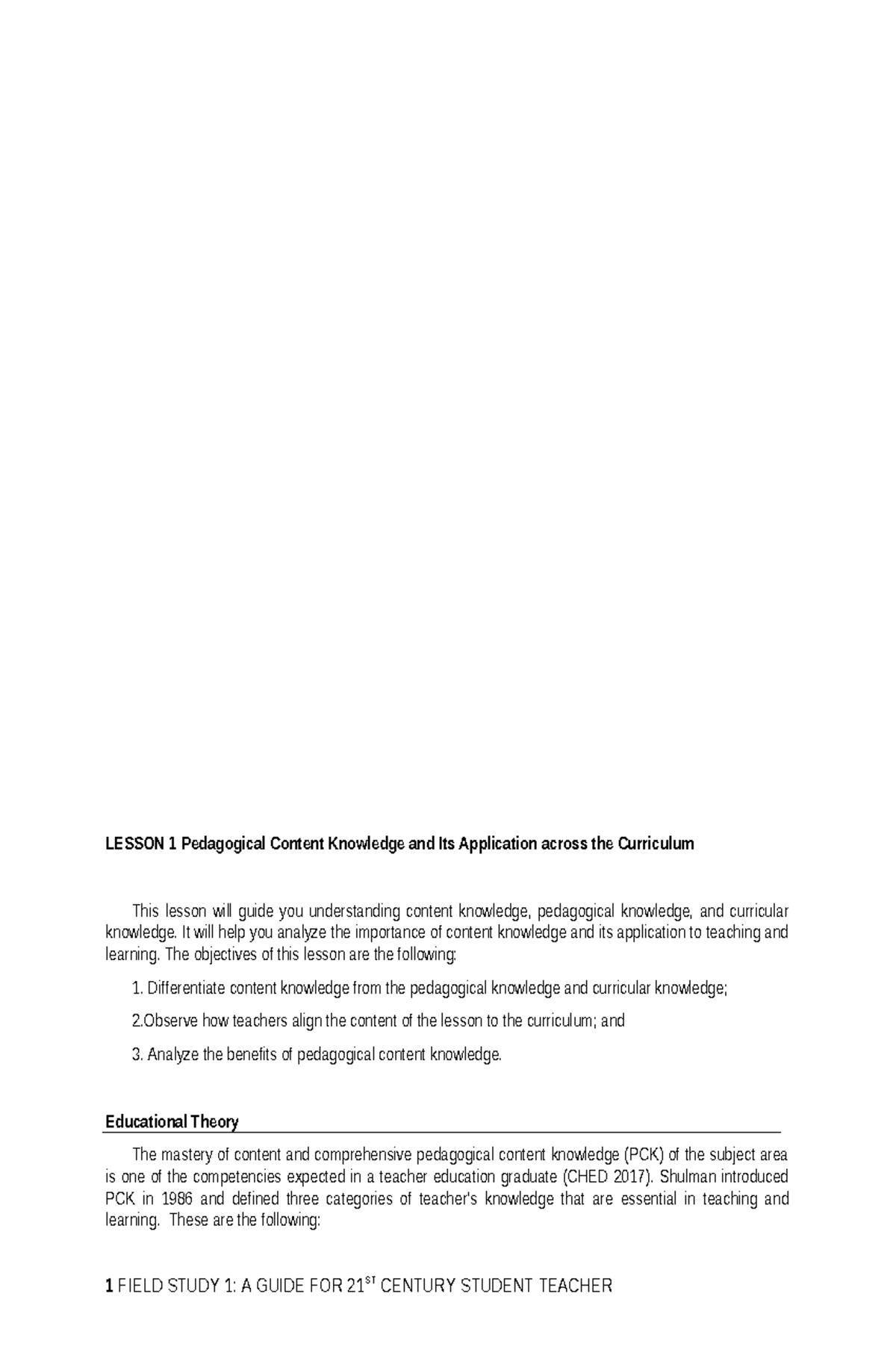 Chapter-1 - This is for FS 1. I hope it helps. - LESSON 1 Pedagogical ...