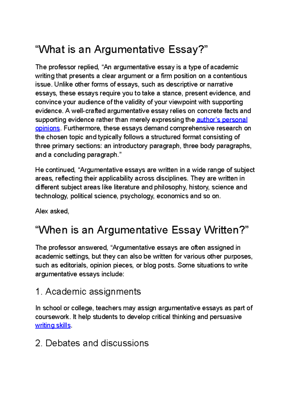 What is an Argumentative Essay - “What is an Argumentative Essay?” The ...