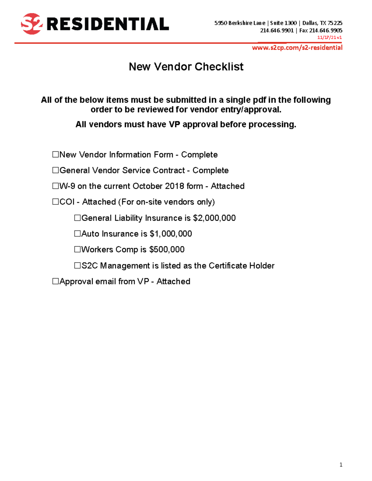 S2 Vendor Packet 11.17.21 new - 214.646 | Fax 214. s2cp/s2-residential ...