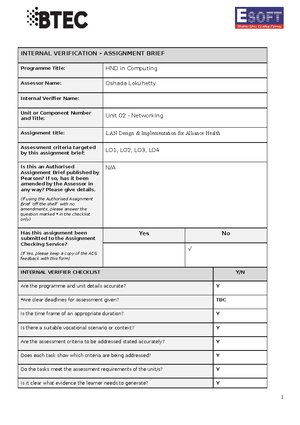 Networking Assignment -1st semester - Pearson Higher Nationals in Computing Unit 02: Networking ...