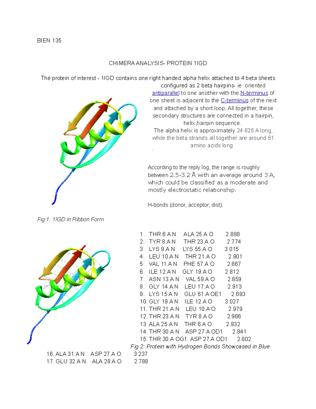 Chimera Project - BIEN 135 CHIMERA ANALYSIS- PROTEIN 1IGD The protein ...
