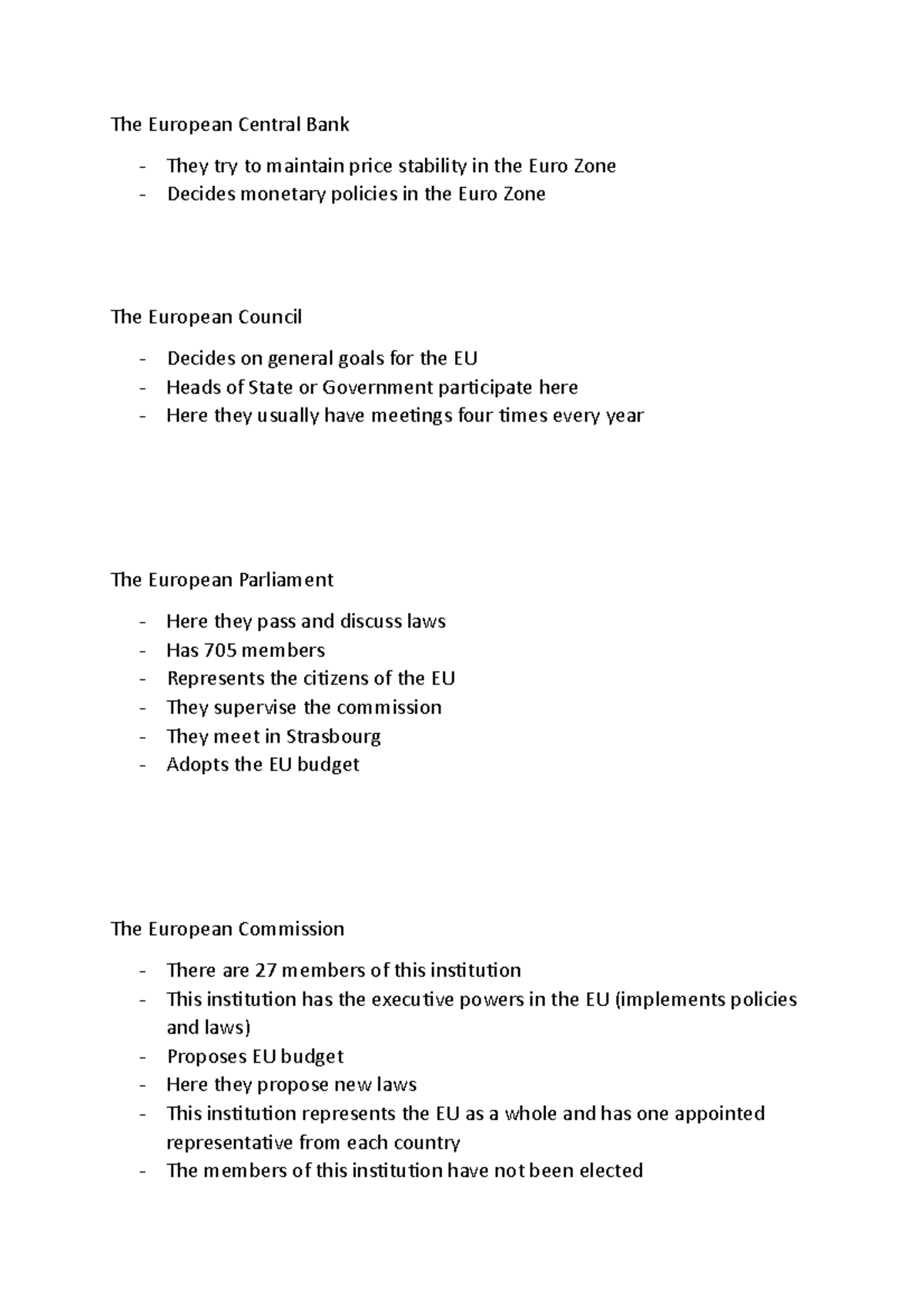 EU-notes paper print - The different roles of the different parts of ...