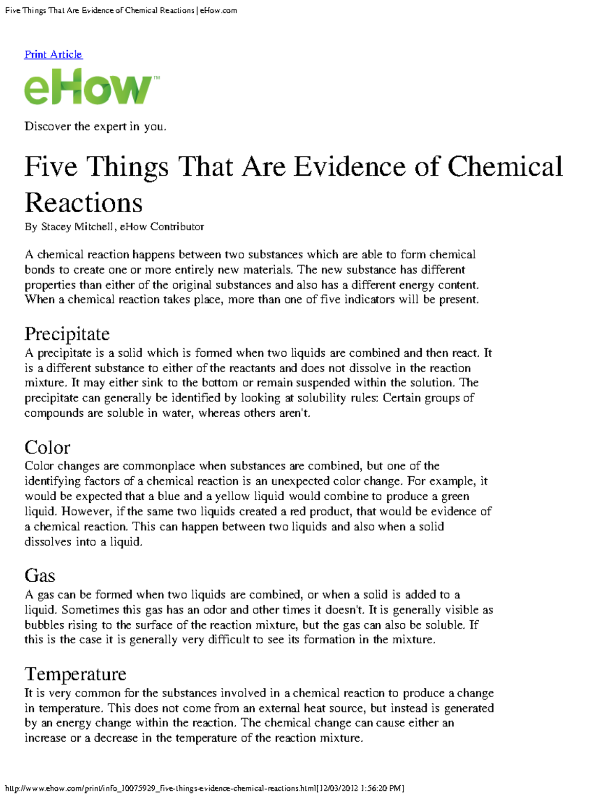 Five Things That Are Evidence of Chemical Reactions e How - Five Things ...