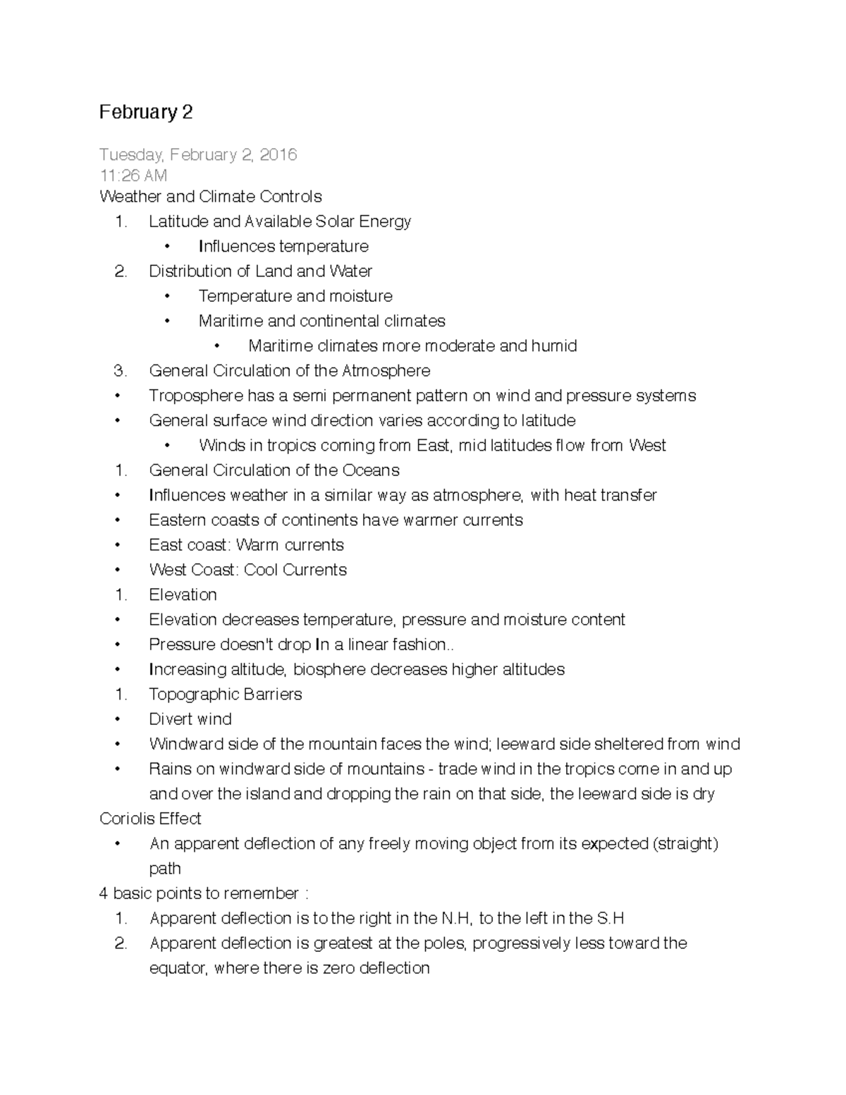 Introduction To Physical Geography - Lecture notes - Feb 11 - February ...