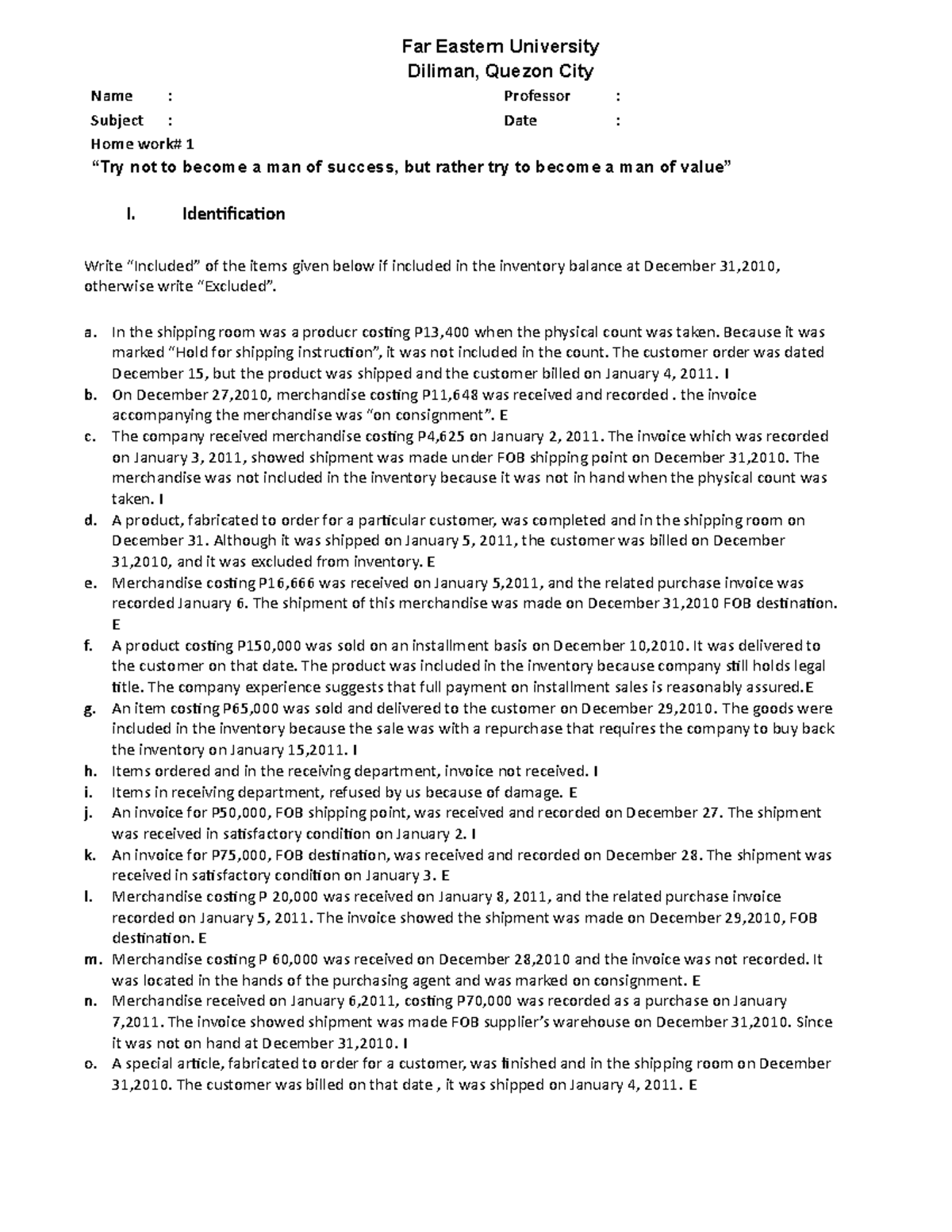 Homework#12 - IT IS USEFUL IN CPA REVIEW. IT IS USEFUL IN CPA REVIEW ...